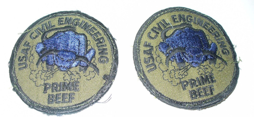Vintage OBSOLETE USAF CE "Civil Engineering Prime Beef"-LOT OF 2- Green ...