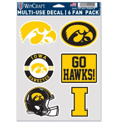 Iowa Hawkeyes Multi-Use 6 Fan Pack NCAA Decal Stickers *Free Shipping ...