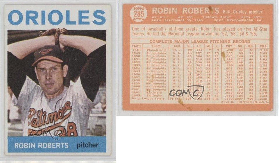 1964 Topps Robin Roberts #285 HOF 0n7h | eBay