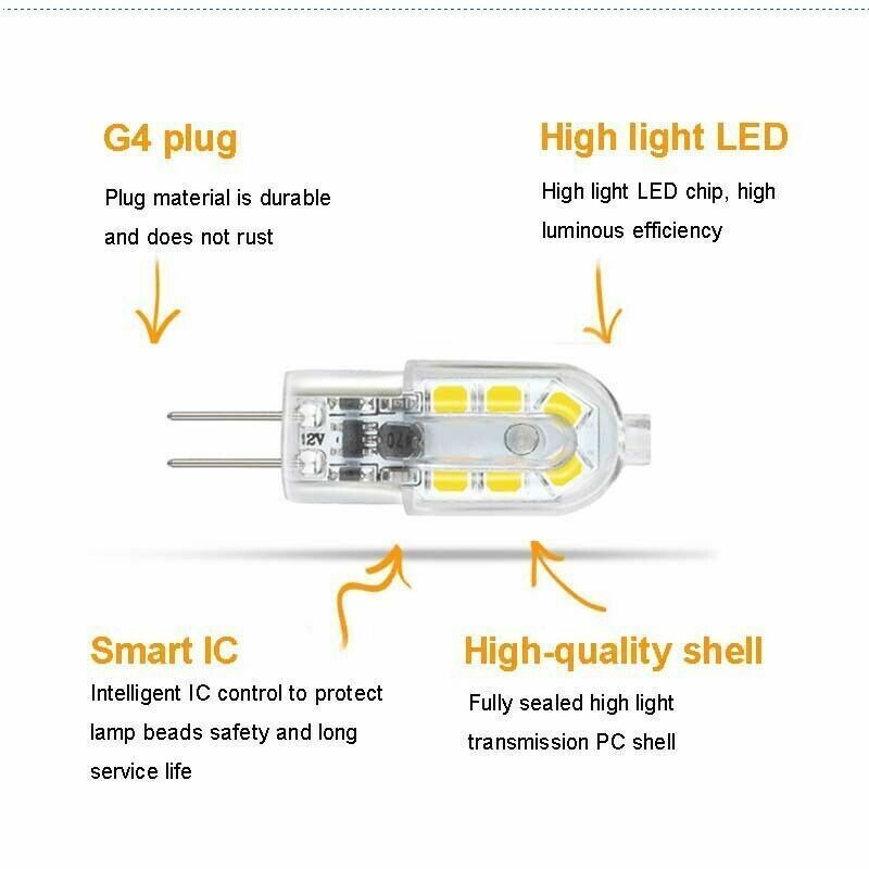 G4 LED 2W = 20W SMD Capsule Light Bulb 12V Corn Lamp Replace Eco ...