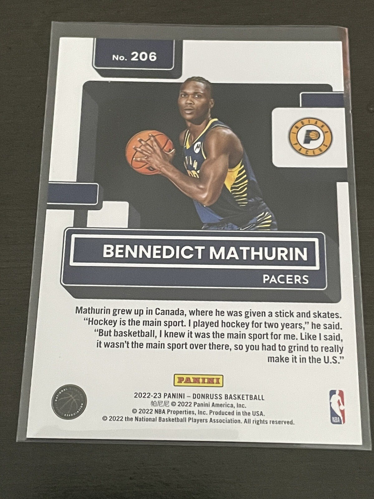 2022-23 Donruss Optic Benedict Mathurin Rated Rookie RC Card #209 ...