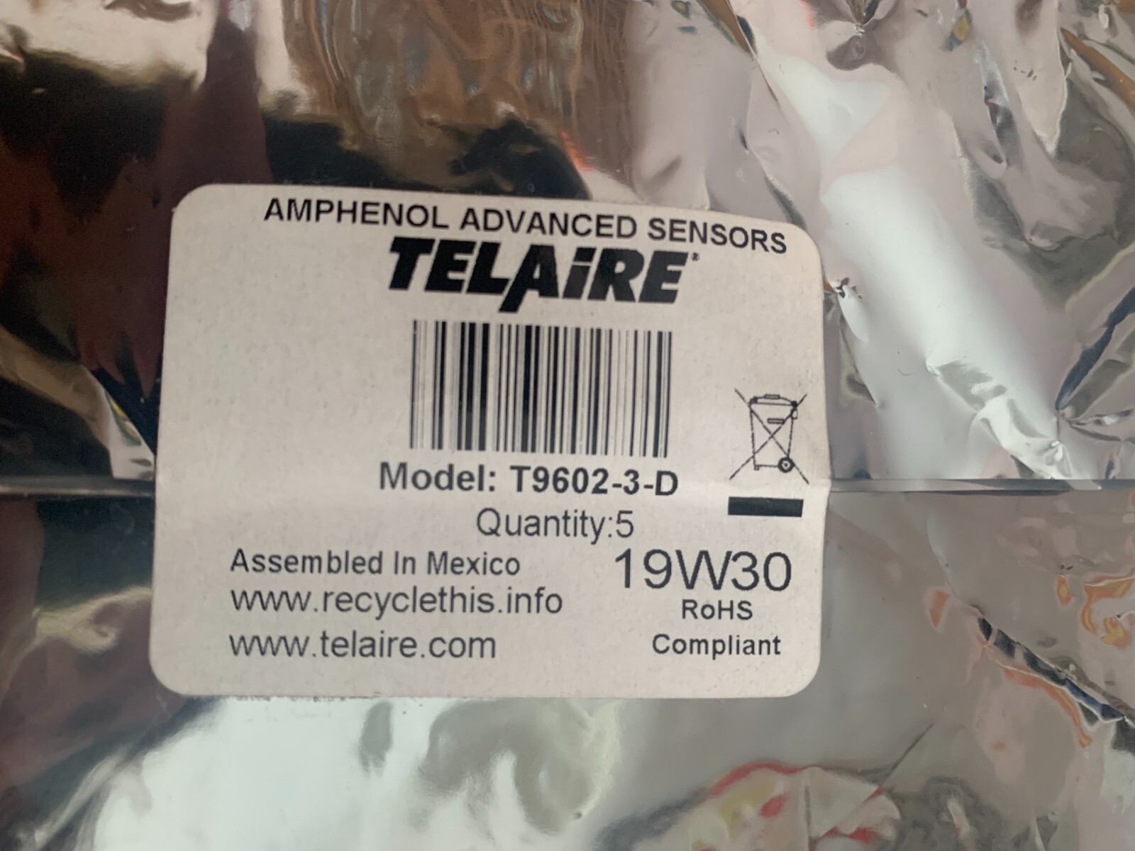 5 PACK - Amphenol Advanced Sensors Humidity & Temperature Sensor T9602 ...