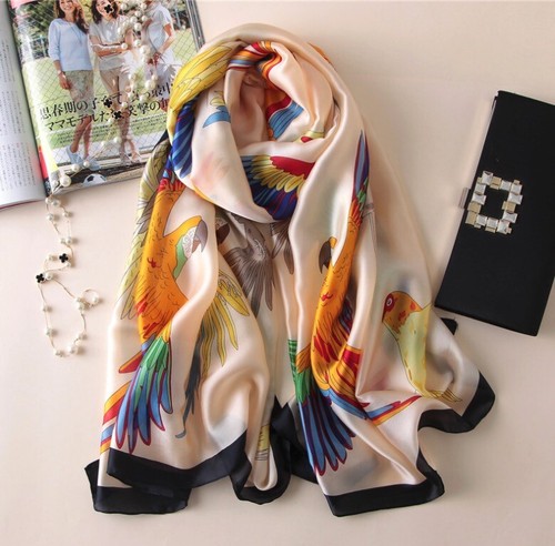 edel Halstuch Seide 180x90 orange Seidenschal Seidentuch Tuch ...