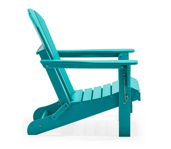 2 Turquoise Eco Folding Deck Patio Chair Outdoor Sun Shelf Solid Seat ...