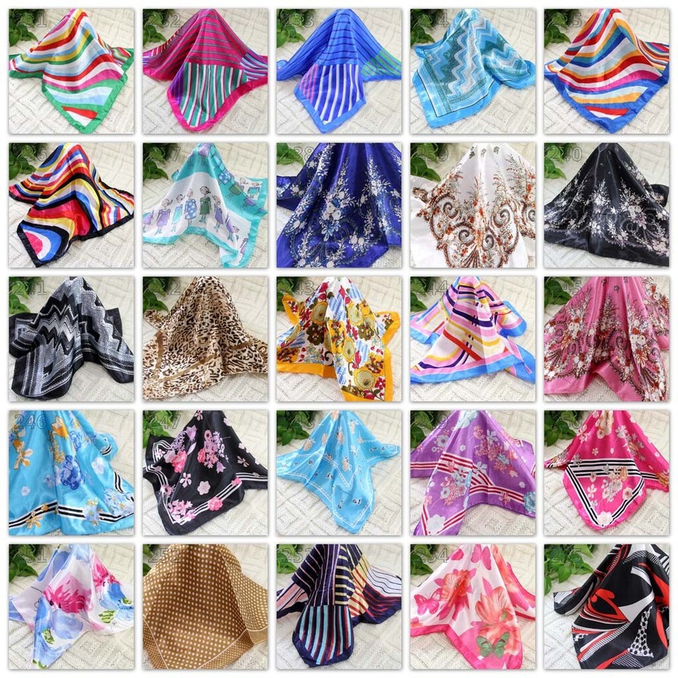 New 3Pcs 50cm Fashion Elegant Silk Satin Women Small Square Head Neck ...