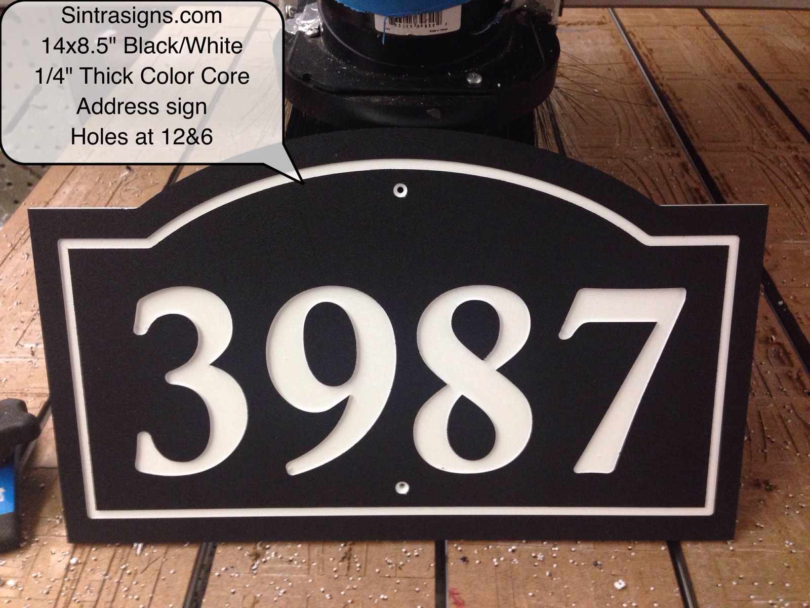Arched Address Number Sign/Plaque Black/White 1/4" King ColorCore ...