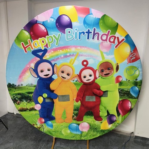 Round Teletubbies Backdrop Kids Birthday Party Circle Photo Background ...