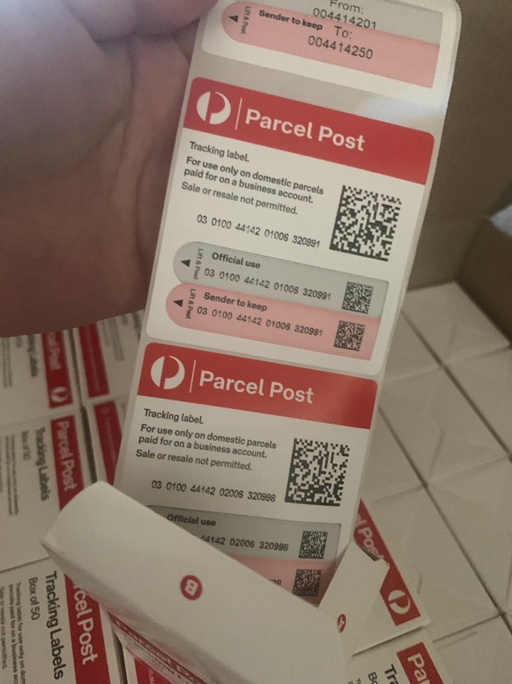 Australia Post Parcel Post Tracking Labels Proof Delivery Domestic ...