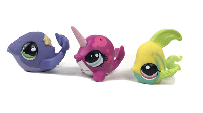 Littlest Pet Shop LPS Narwhal #88 Whale horn #644 88 644 Angelfish Fish ...