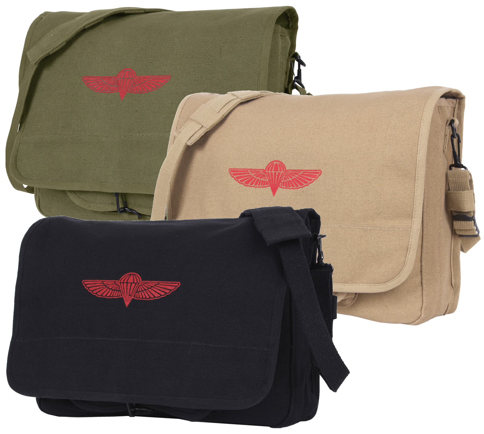 Canvas Israeli Paratrooper Bag 15"x11"x4" Heavyweight Unwashed Cotton ...