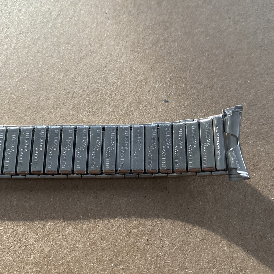 Bulova Watch Band-Vintage-NEW Elastic Expansion Stainless Steel-16mm ...