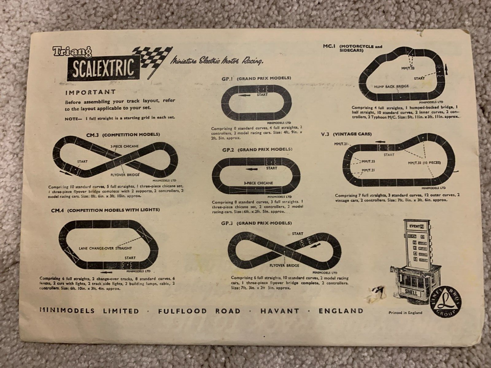 VINTAGE SCALEXTRIC COMPETITION CAR SERIES MODEL RACING SET NOS LIONEL ...