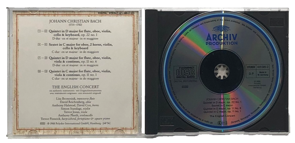 Johann Christian Bach - 3 Quintets Sextet CD Classical Archiv ...