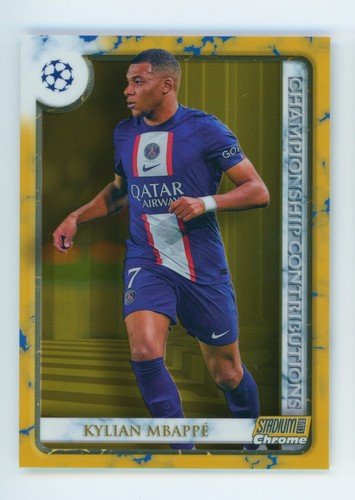 2022-23 Kylian Mbappe Topps Stadium Club Chrome Gold Refractor PSG Card ...