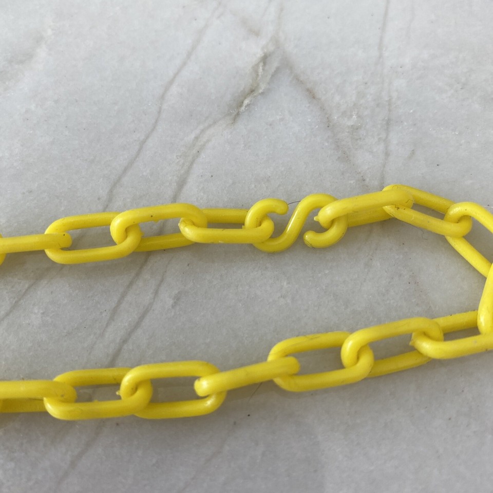 Vintage 24" Yellow Plastic Chain Link Necklace For Clip On Bell Charms ...