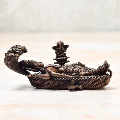 Handmade Copper Lord Ranganatha Swamy Statue Idol Patina Antique Finish ...