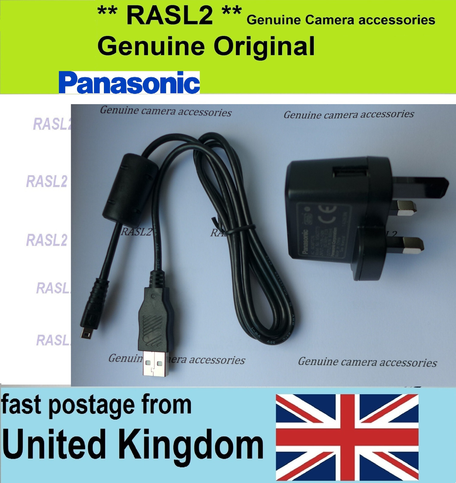 Genuine Panasonic Charger + USB Cable DMC-TZ70 TZ71, TZ60, TZ57, TZ55 ...