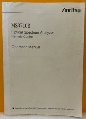 Anritsu M-W1284AE-4.0 2000 MS9710B Optical Spectrum Analyzer Operation ...