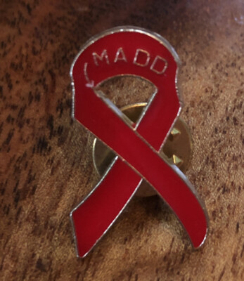 Vintage MADD Mothers Against Drunk Driving Red Ribbon Hat Lapel Pin ...