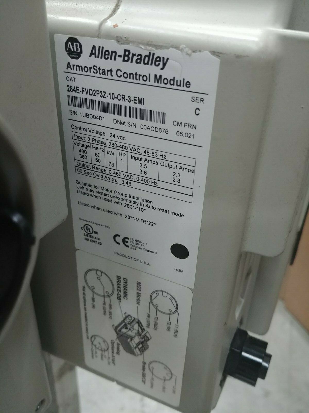 Allen Bradley ArmorStart Control Module with Stand (284E-FVD2P3Z-10-CR ...