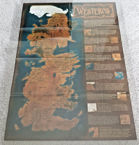 Westeros map/poster (21x30 in) Game of Thrones, vintage Dragon magazine insert | eBay