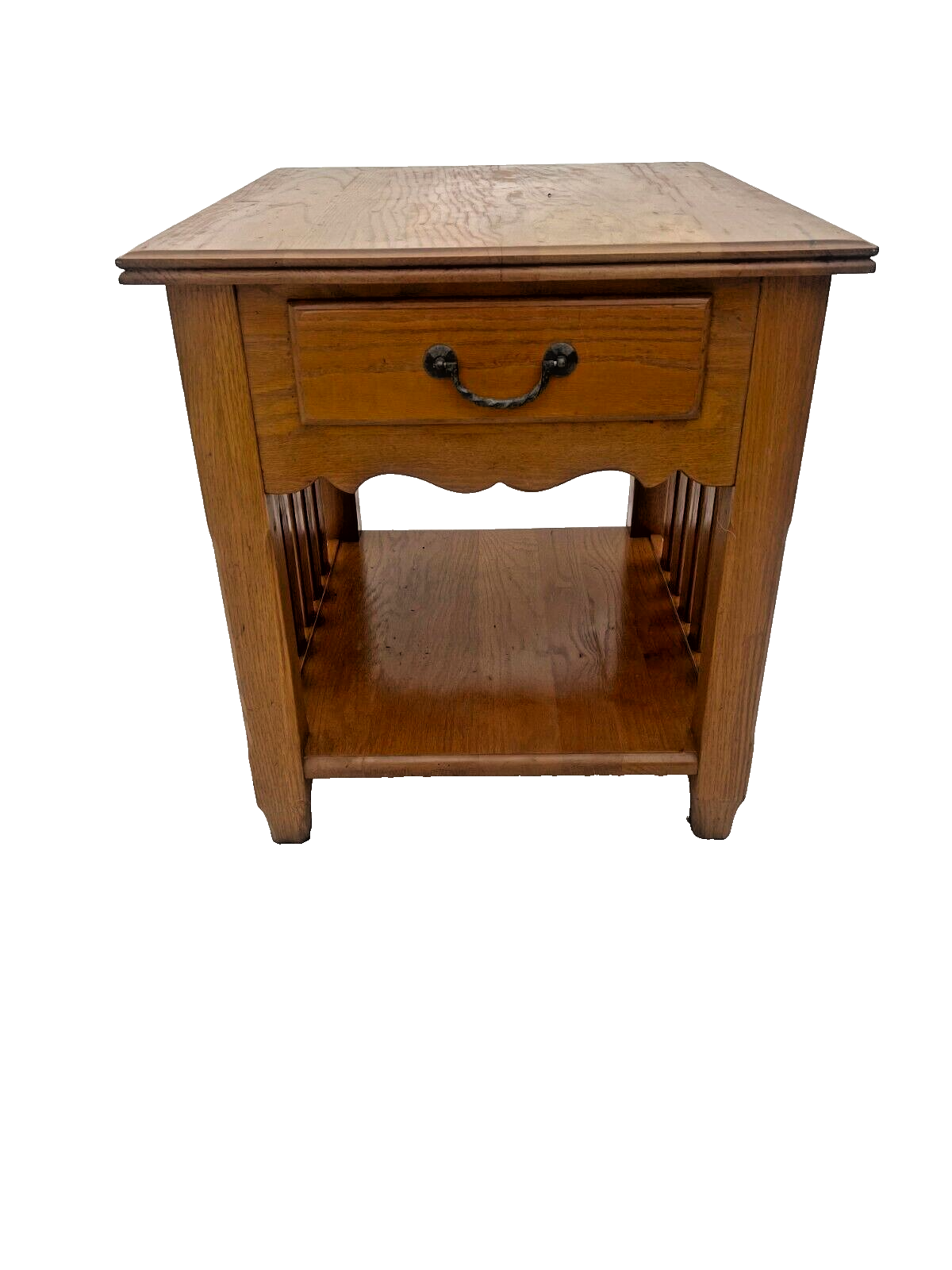 Ethan Allen Side Table Nightstand Oak Drawer Shelf American Artisan #19 ...