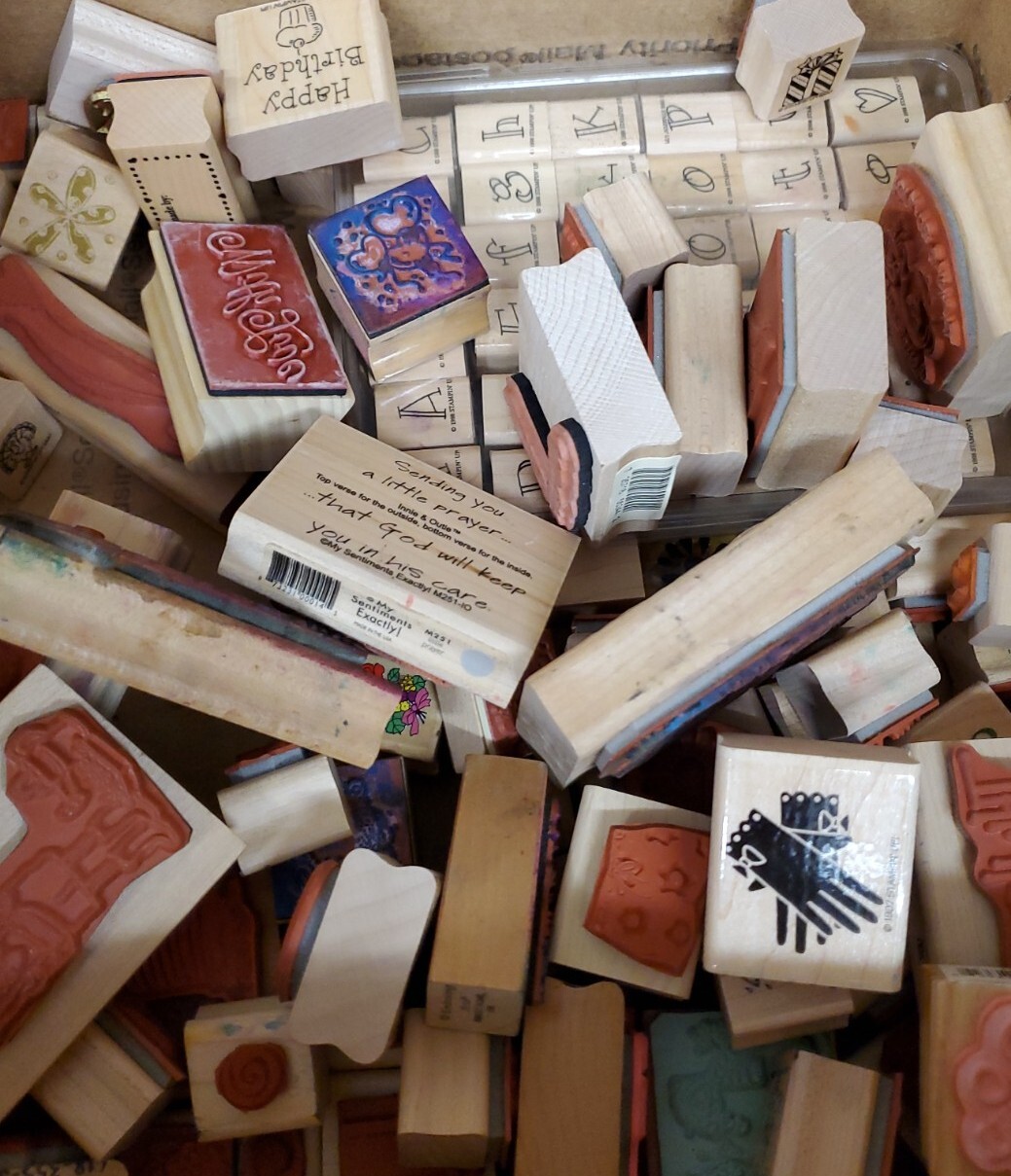 Vintage HUGE LOT of 150 Wooden Block Rubber Ink Stamps 1990s-2010 ...