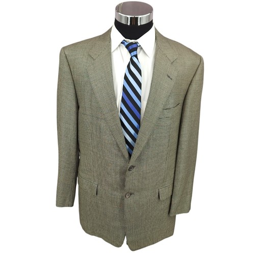 Hickey Freeman Blazer Mens 42R Beige Wool Silk Boardroom Sports Coat ...