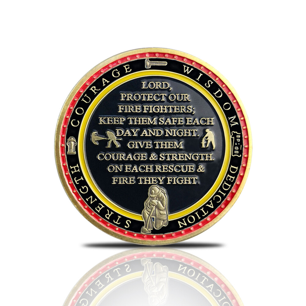 Firefighter Prayer Challenge Coin St Florian Cross Fireman First In ...