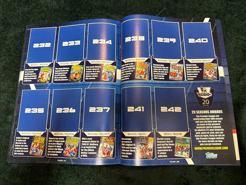 2012 Topps/Merlin Premier League Sticker Collection - Empty Album - New ...