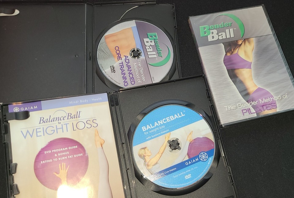 Lot of 3 - Bender Ball / Balance Ball DVDs Core Training Pilates Weight ...