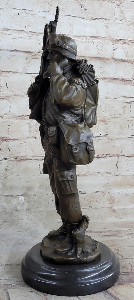 American GI Soldier Bronze Metal Memorial Sculpture Statue Figure on ...