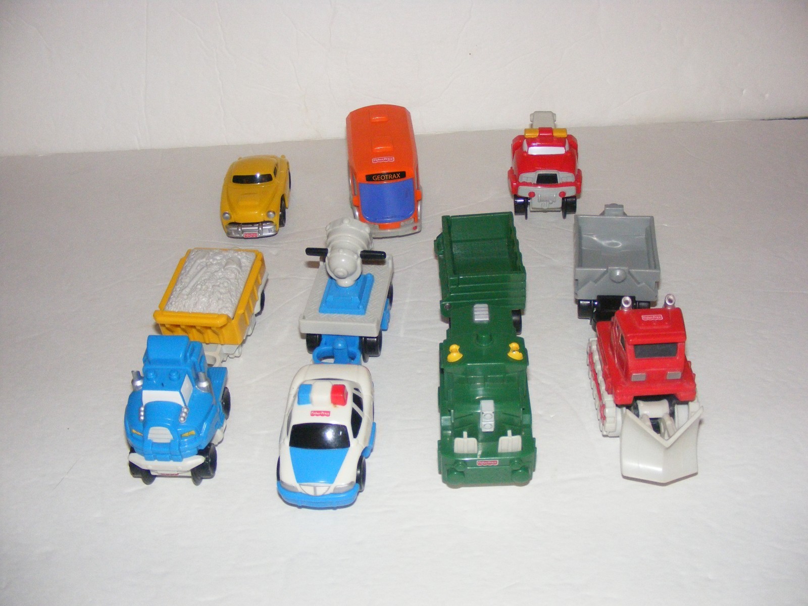 Geotrax Push Vehicle Lot: Police Car, Big Rig, Freightway Transport ...