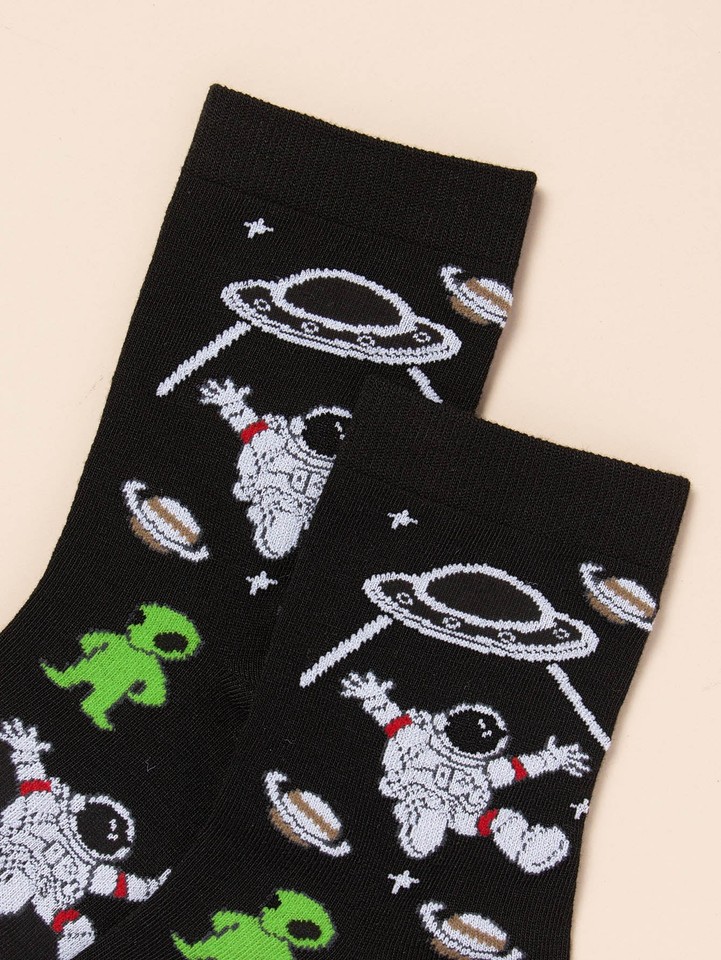 Alien & Astronaut Crew Socks Funny Socks for Men Novelty Socks Funky ...