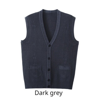Men's Knitted Vest Sweater V-Neck Button Sleeveless Cardigan Knitwear ...