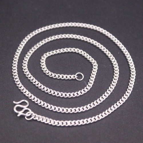 Pure 999 Fine Silver Chain Women Gift Lucky 2.8mm Curb Necklace 8-9g/17 ...