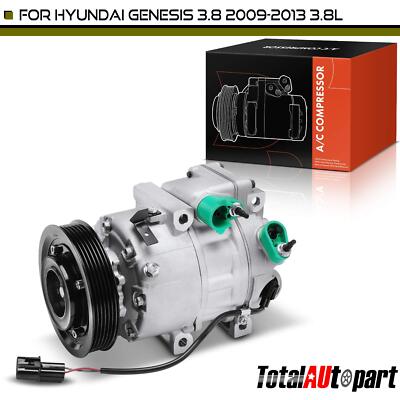 A/C Compressor w/ 6-Groove for Hyundai Genesis 3.8 2009-2013 V6 3.8L ...