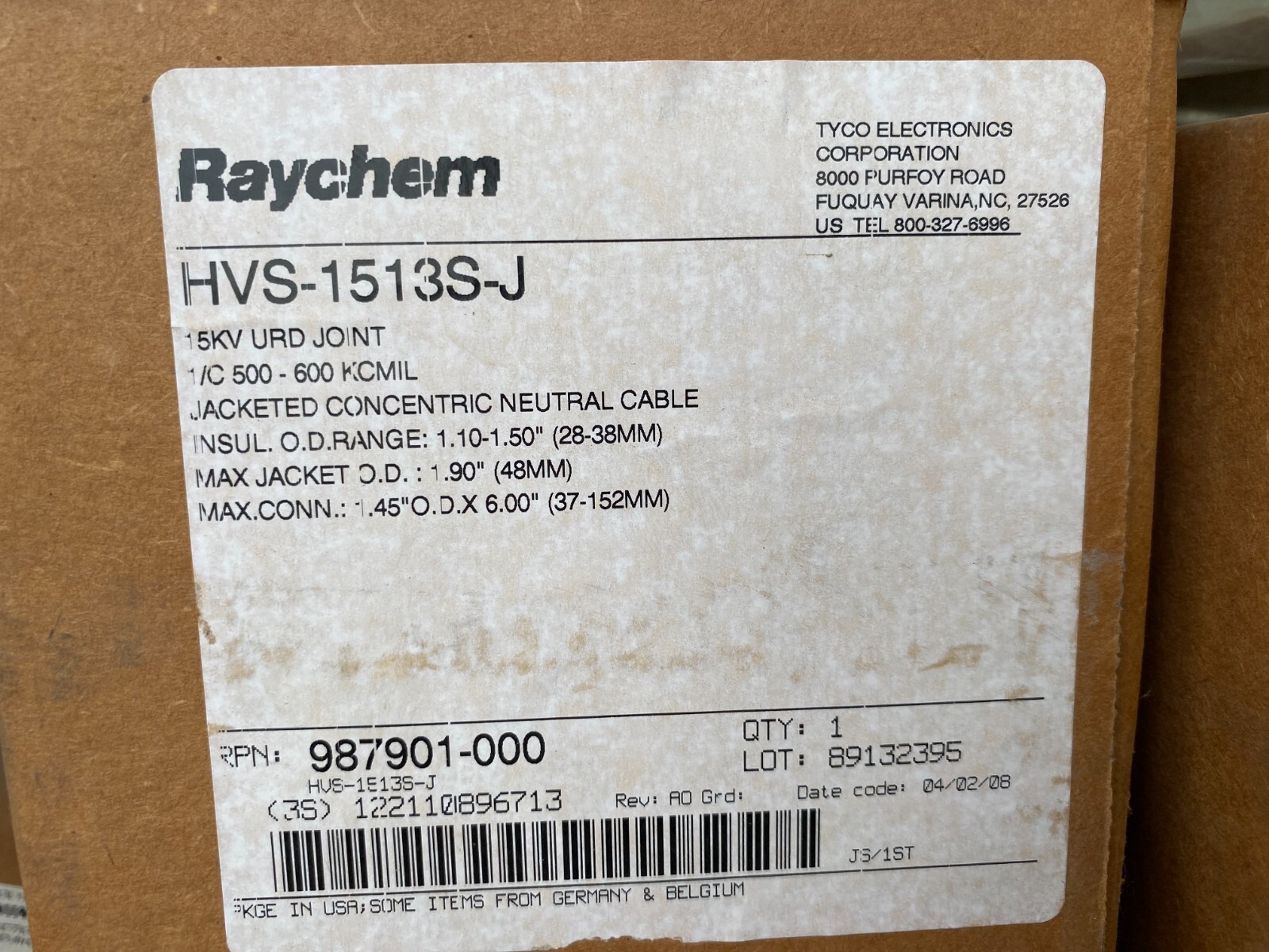 Raychem HVS-1513S-J Jacketed Concentric Neutral Cable 15kV | eBay