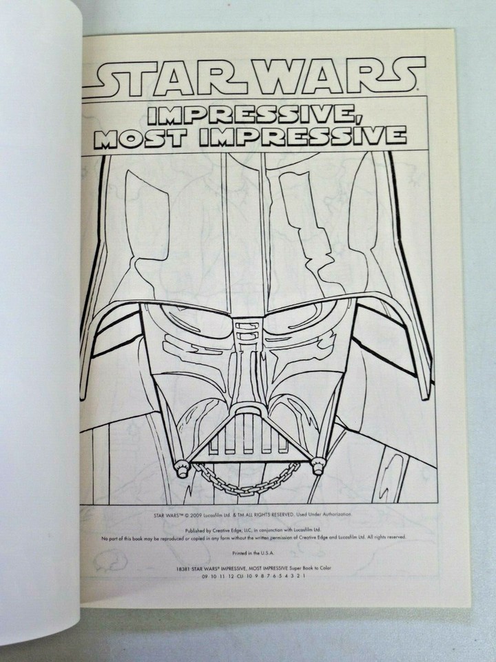STAR WARS IMPRESSIVE, MOST IMPRESSIVE Super Book to Color 2009 UNUSED ...