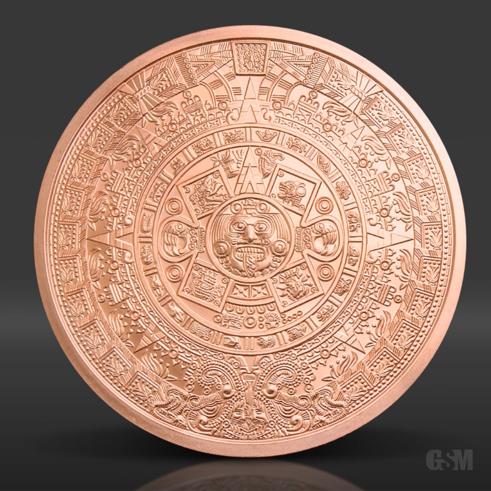 5 oz Aztec Calendar Copper Round .999 Fine Copper Bullion 5 AVDP Ounce ...