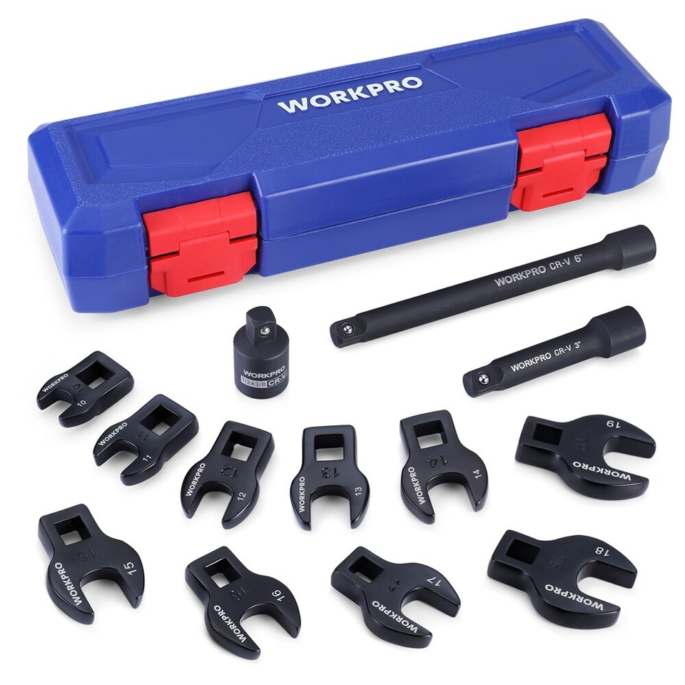 WORKPRO 3/8" Drive Crowfoot Wrench Set 13PCS Metric Crows Foot Wrench ...