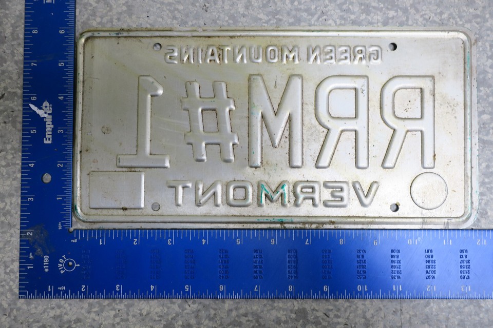 Vermont Vanity License Plate Tag VT 1977 77 Initials RRM#1 RRM #1 | eBay
