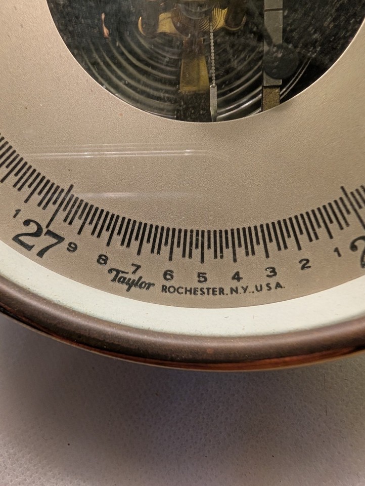 Vintage Brass Weather Flanged Wall Barometer by Taylor, Rochester, NY ...