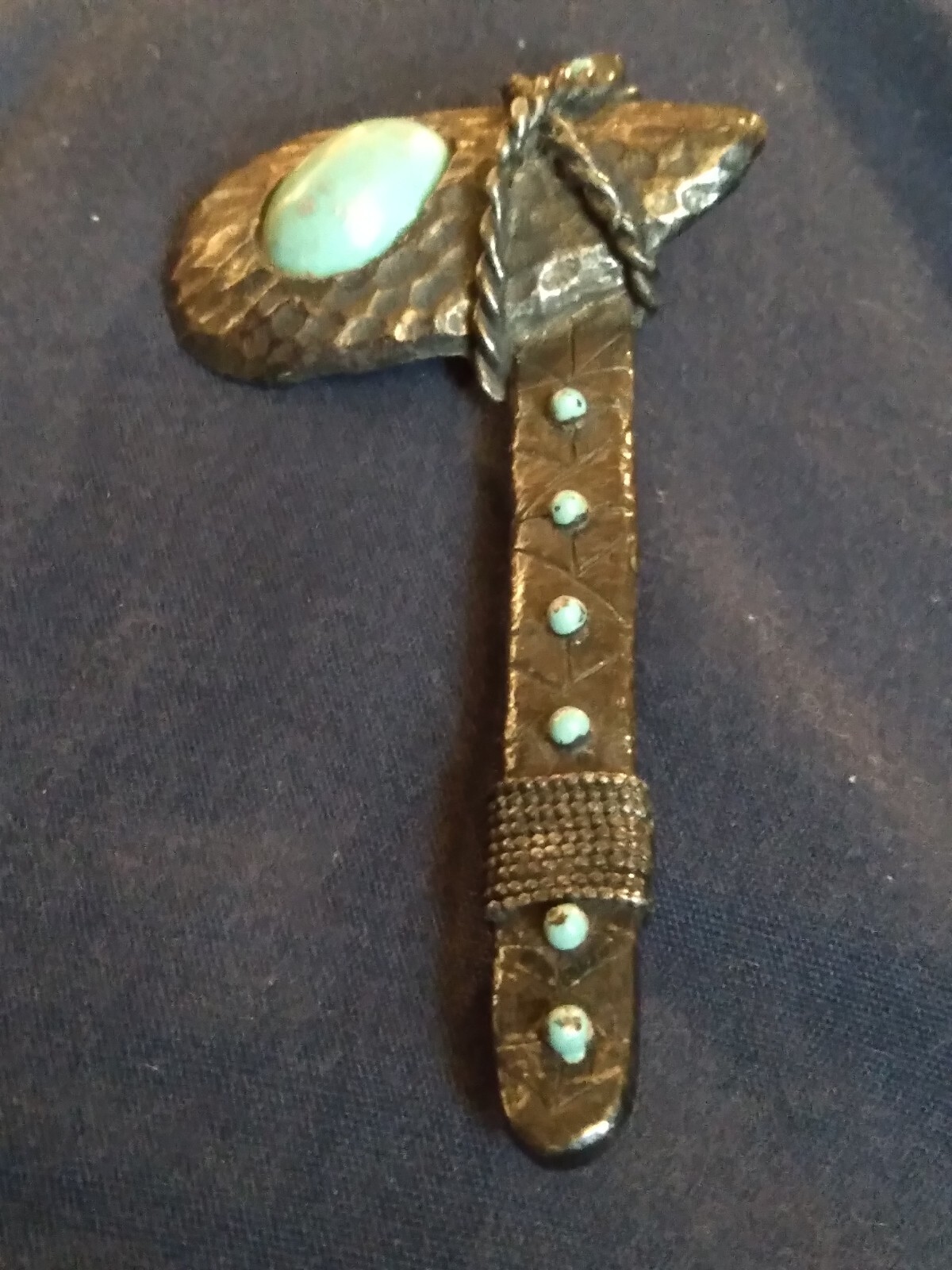 Native American Inspired Large Tomahawk Brooch Pin - Gem