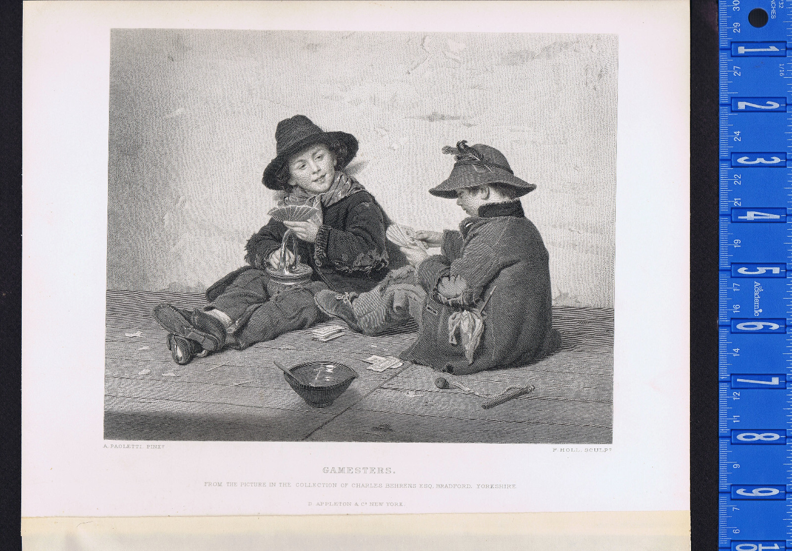Gamesters, Children playing cards, by Paoletti -Engraved Print 1880 | eBay