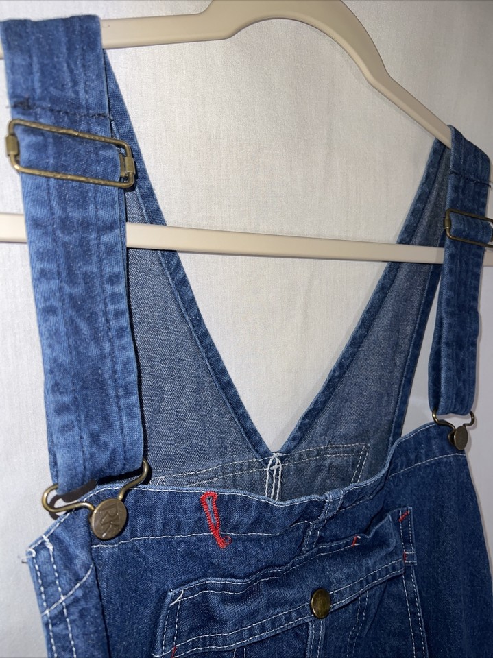 Red Lap Big Mens Bib Overalls Blue Denim 50 x 30 Excellent Preowned ...