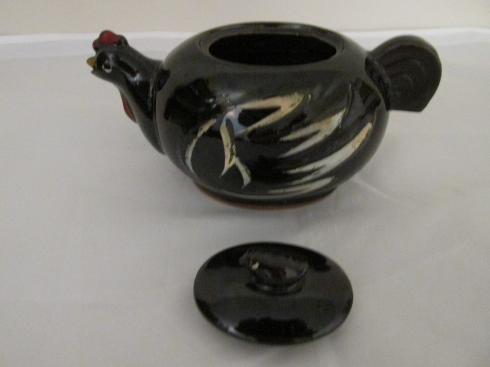 Small Chicken Teapot Redware Pottery Vintage 1960's Hand Painted Japan ...