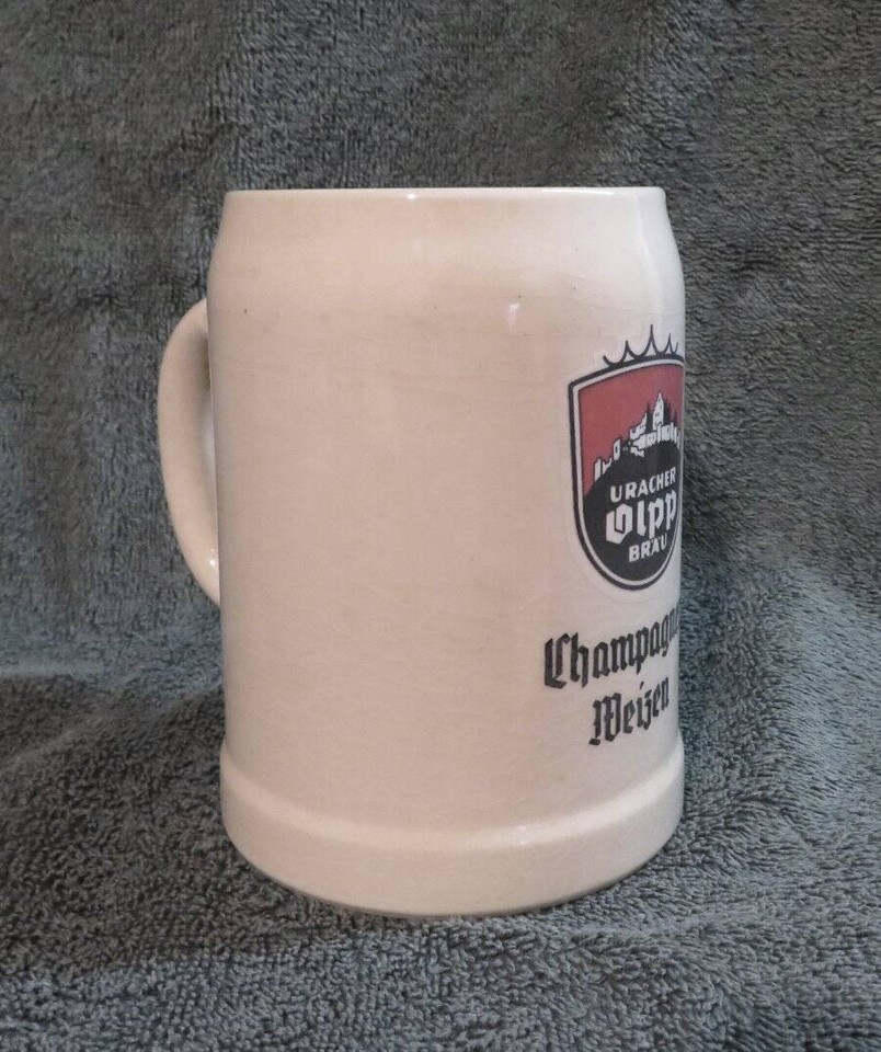 Vtg German URACHER OLPP BRAU Stoneware Beer STEIN 5" .5L Mug Bier ...