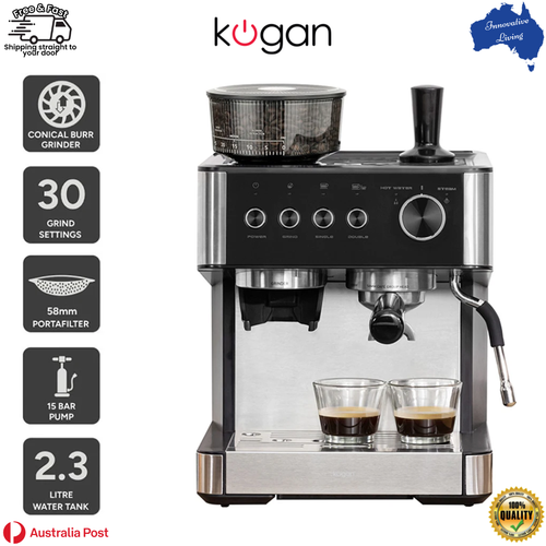 Kogan Espresso Barista Pro Coffee Machine with Grinder, Stainless Steel, Coffee | eBay Australia