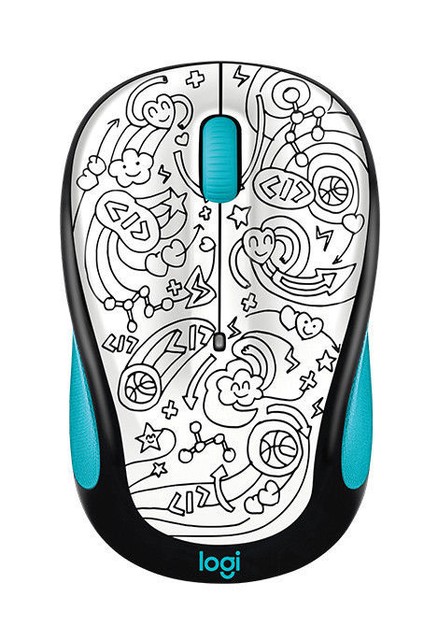 Logitech Doodle Collection M325C Brainstorm Teal Wireless Optical Mouse ...